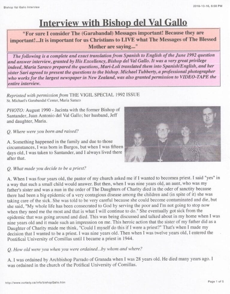 Bishop Val Gallo Interview (Maria Saraco) - The Workers of Our Lady ...