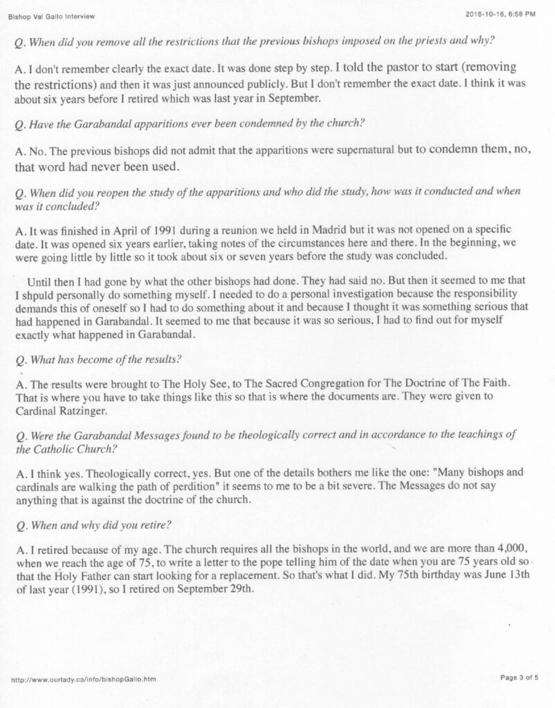 Bishop Val Gallo Interview (Maria Saraco) - The Workers of Our Lady ...