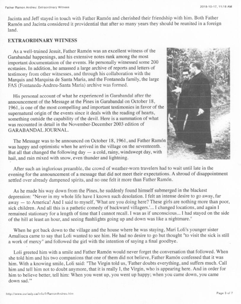 Eyewitness - Fr. Ramon Andreu - The Workers of Our Lady - Canada