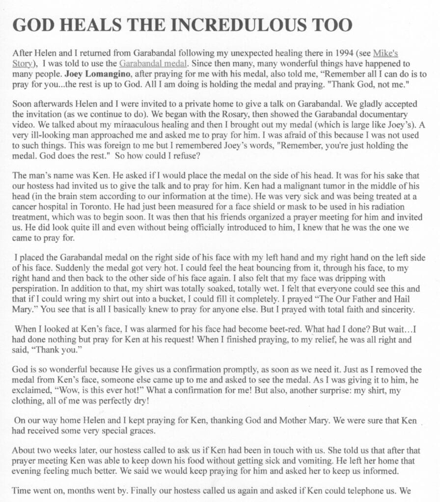 God Heals the Incredulous Too (Michael Rozeluk) - The Workers of Our ...