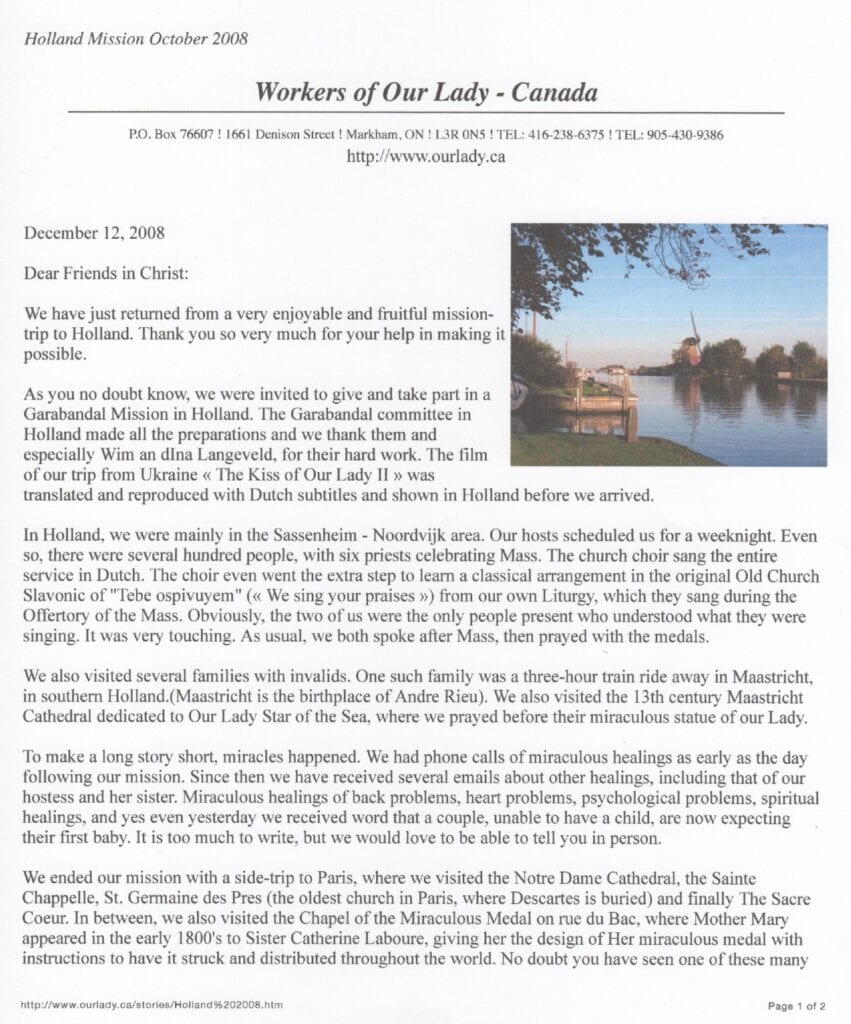 Holland Mission 2008 (Michael & Helen Rozeluk) - The Workers of Our ...