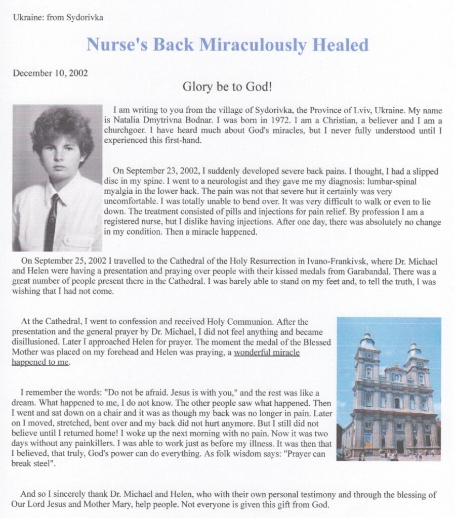 Back Healed (Natalia Bodnar) - The Workers of Our Lady - Canada